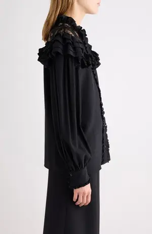 Chloé Silk Crepe De Chine Shirt With Lace Details