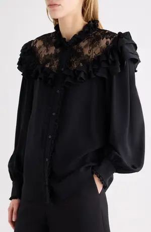 Chloé Silk Crepe De Chine Shirt With Lace Details