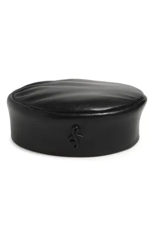 Ruslan Baginskiy Leather Pillbox Hat - Black