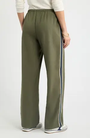 Caslon Pull-on Straight Leg Twill Pants - Olive Sarma