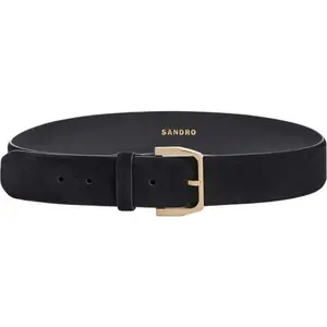 Sandro Leather Belt With Metal Buckle - Black