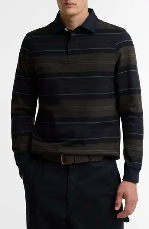 Barbour Frith Stripe Long Sleeve Rugby Shirt - Navy