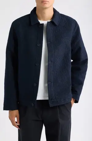 WAX LONDON Iggy Jacquard Shirt Jacket - Navy/black