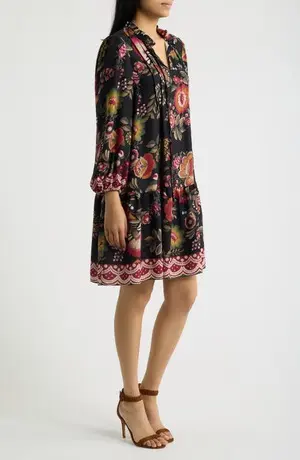 Julia Jordan Floral Print Split Neck Dress