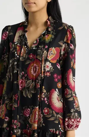 Julia Jordan Floral Print Split Neck Dress