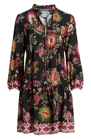 Julia Jordan Floral Print Split Neck Dress