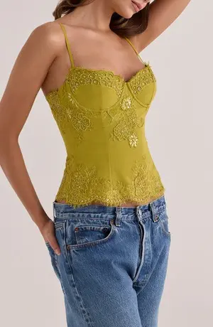 House Of Cb Soraya Lace And Bead Corset Top