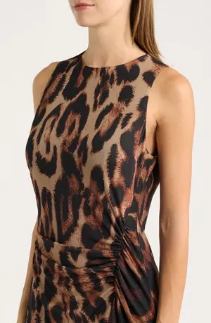 Julia Jordan Animal Print Mesh Midi Dress