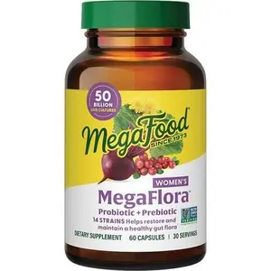 MEGAFOOD Megaflora Probiotic + Prebiotic For With Cranberry, 50 Billion Cfu, Vegetarian - None