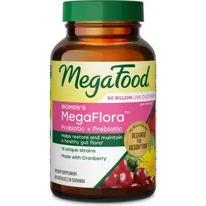 MEGAFOOD Megaflora Probiotic + Prebiotic For With Cranberry, 50 Billion Cfu, Vegetarian - None