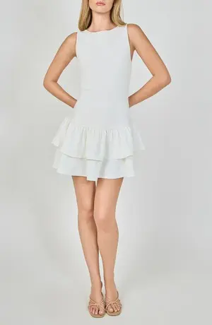 Endless Rose Mixed Media Tiered Ruffle Minidress