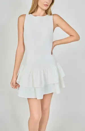 Endless Rose Mixed Media Tiered Ruffle Minidress