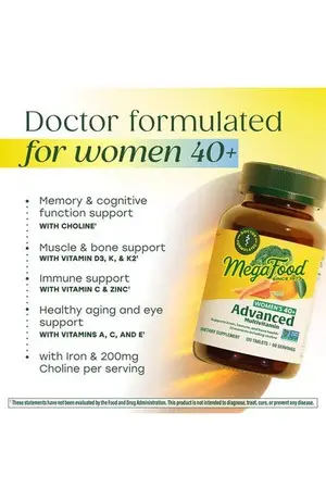 MEGAFOOD Advanced Multivitamin For 40+, Doctor Formulated, Vegetarian