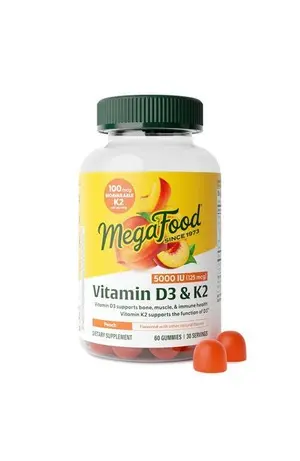 MEGAFOOD Vitamin D3 & K2 Gummies 5000 Iu Pectin Based, Vegetarian - None