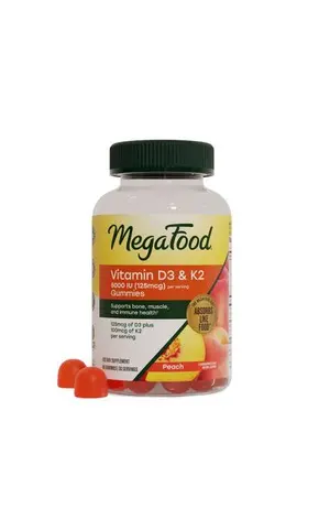 MEGAFOOD Vitamin D3 & K2 Gummies 5000 Iu Pectin Based, Vegetarian - None