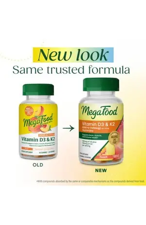 MEGAFOOD Vitamin D3 & K2 Gummies 5000 Iu Pectin Based, Vegetarian
