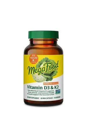 MEGAFOOD Vitamin D3 & K2 5000 Iu Vegetarian, Gluten Free, Non-gmo - None