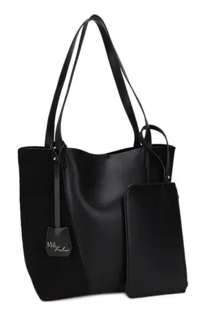 MALI + LILI North South Faux Leather Tote - Black