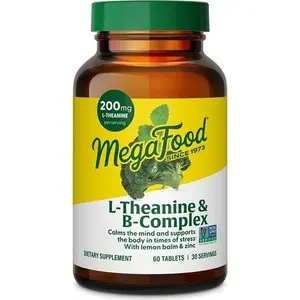 MEGAFOOD L-theanine & Vitamin B Complex With Vegan B12, B6, Folate, Biotin Plus Lemon Balm & Zinc - None