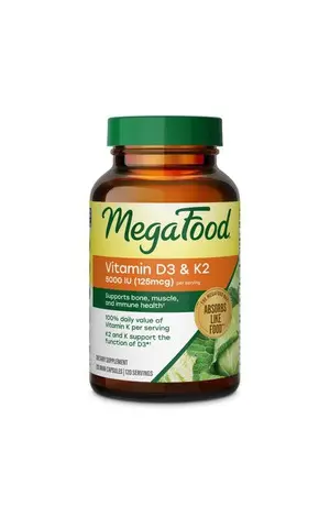 MEGAFOOD Vitamin D3 & K2 5000 Iu Vegetarian, Gluten Free, Non-gmo - None