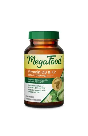 MEGAFOOD Vitamin D3 & K2 5000 Iu Vegetarian, Gluten Free, Non-gmo - None