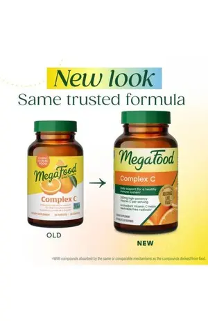 MEGAFOOD Complex C, Vegan Vitamin C Immune Support Supplement, Gluten Free