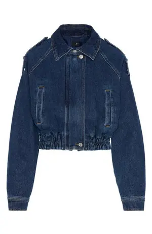 7 For All Mankind Aviator Cropped Denim Jacket