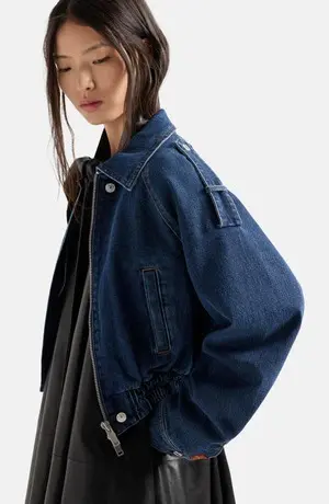 7 For All Mankind Aviator Cropped Denim Jacket