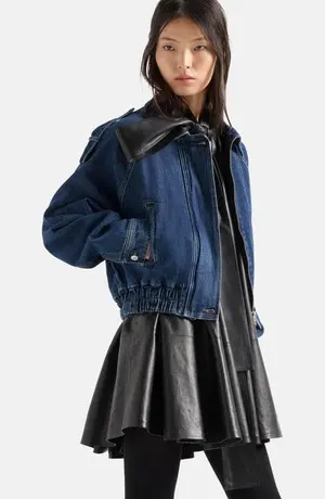 7 For All Mankind Aviator Cropped Denim Jacket