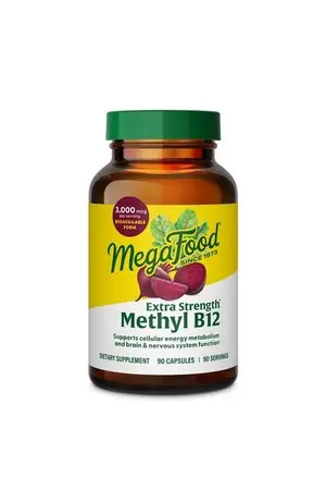 MEGAFOOD Extra Strength Methyl B12 Vitamins, Bioavailable Vitamin B12 3000mcg Per Serving, Vegan - None