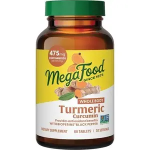 MEGAFOOD Whole Body Turmeric Curcumin Supplement With Black Pepper & Vitamin C, Vegan - None