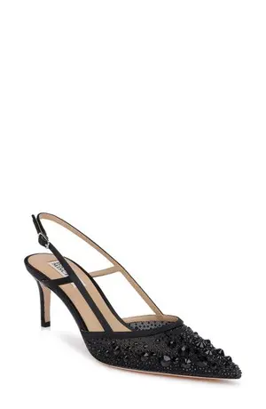 Badgley Mischka Reem Pointed Toe Slingback Pump - Blacksatin