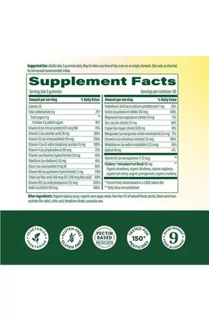 MEGAFOOD Whole Body Multi Gummies For 55+ For Bone Health, Vegetarian