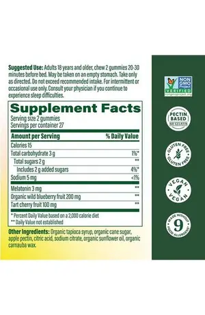 MEGAFOOD Sleep Melatonin Gummies, 3mg Melatonin Per Serving, Non-gmo, Vegan
