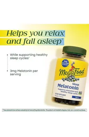 MEGAFOOD Sleep Melatonin Gummies, 3mg Melatonin Per Serving, Non-gmo, Vegan