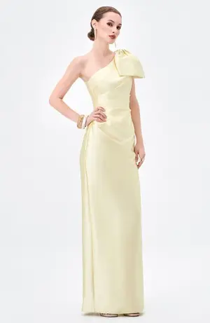 BARIANO Aramy One Shoulder Bow Gown