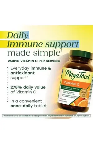 MEGAFOOD Complex C, Vegan Vitamin C Immune Support Supplement, Gluten Free