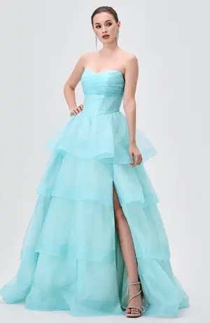 BARIANO Tiff Strapless Tiered Ball Gown