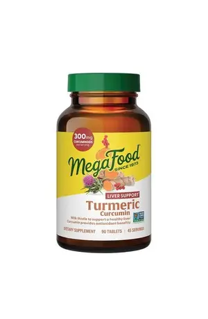 MEGAFOOD Turmeric Curcumin Supplement For Liver Support With Black Pepper & Milk Thistle, Vegan, Non-gmo - None