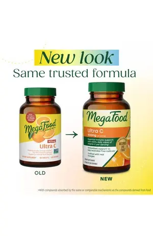 MEGAFOOD Ultra C 400 Mg, Vegan Vitamin C Immune Support Supplement