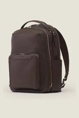 WOOL & OAK Expandable Leather Travel Backpack - Chocolate