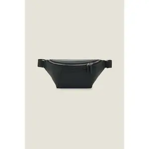 WOOL & OAK Alto Structured Leather Sling Bag - Jet Black