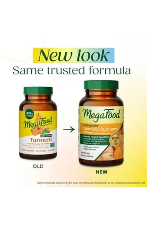 MEGAFOOD Fast-acting Turmeric Supplement, Clinically Studied, Joint Supplement With Black Pepper