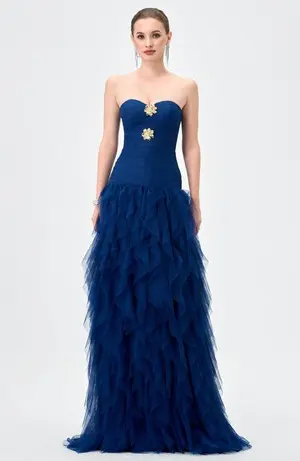 BARIANO Ziana Strapless Ruffle Ball Gown