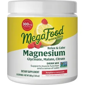 MEGAFOOD Relax & Calm Magnesium Drink Mix With Magnesium Glycinate, Citrate & Malate, Raspberry Lemonade - None