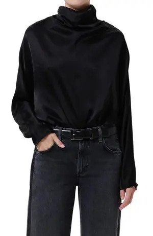 Citizens Of Humanity Ilaria Draped Mock Neck Top - Black