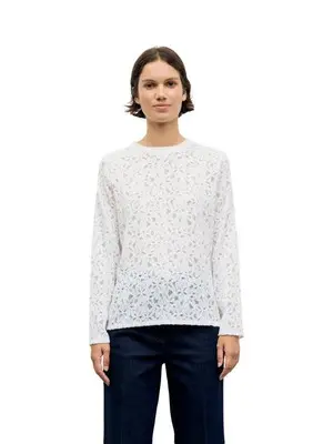 Gerard Darel Long Sleeve Lace Detail T-shirt