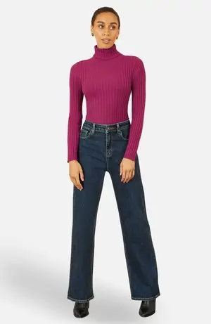 YUMI Ribbed Knit Roll Neck Jumper
