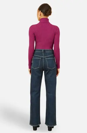 YUMI Ribbed Knit Roll Neck Jumper