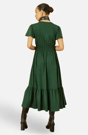 YUMI Cotton Jersey V-neck Midi Dress